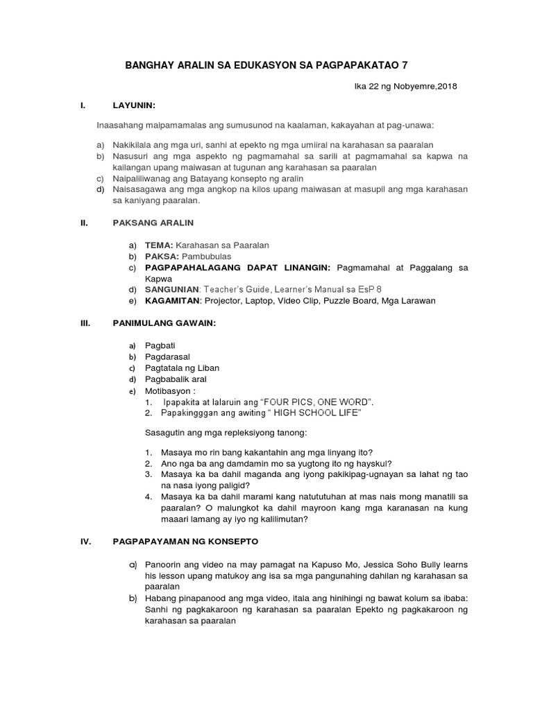 Lesson Plan Esp 7 | PDF