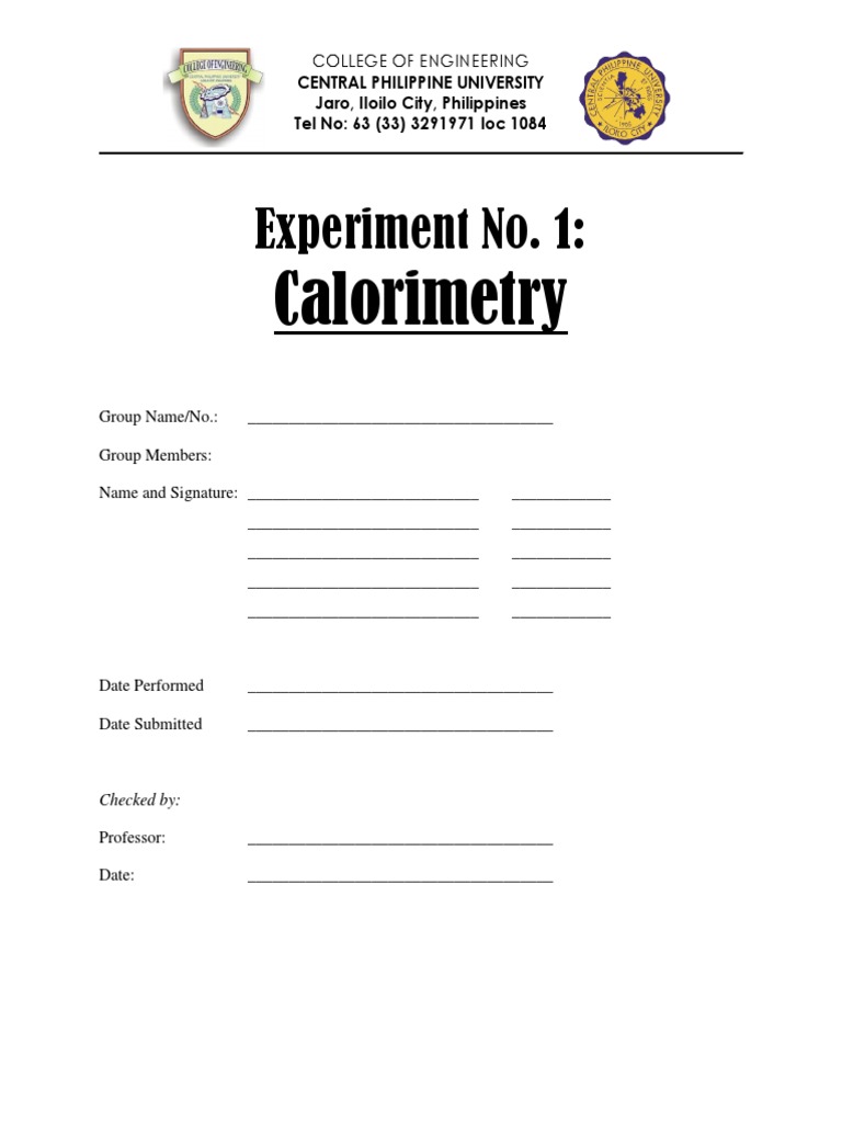 Calorimetry Experiment Guide | PDF | Calorimetry | Molar Concentration
