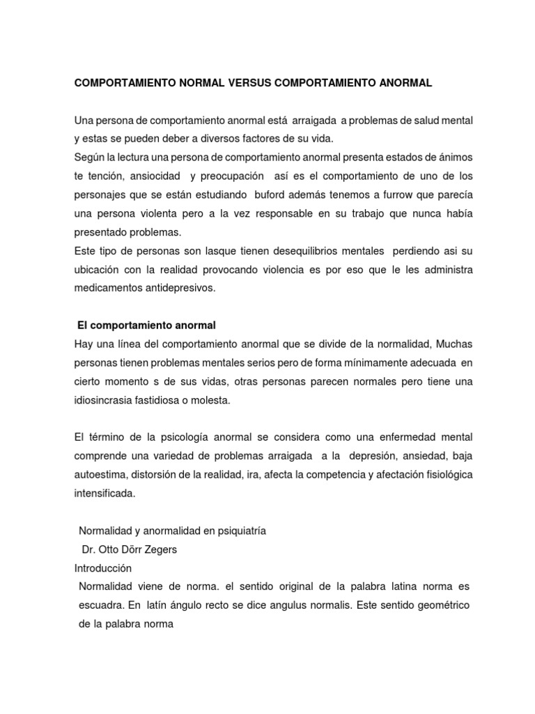 Ensayo Normal Vs Anormal | PDF | Esquizofrenia | Sicología
