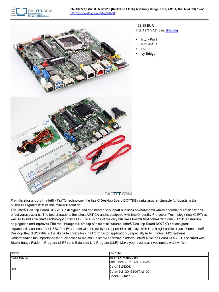 Intel Dq77kb | PDF | Intel | Computer Hardware