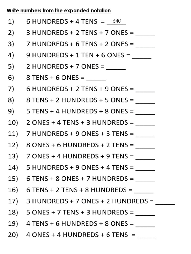 Expanded Notation and Number Puzzles | PDF | Language Arts & Discipline ...