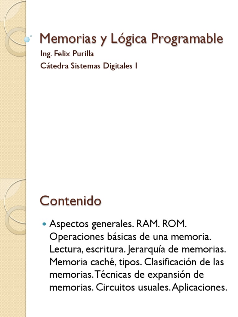 Memorias y Logica Programable | PDF | Almacenamiento de datos de la ...