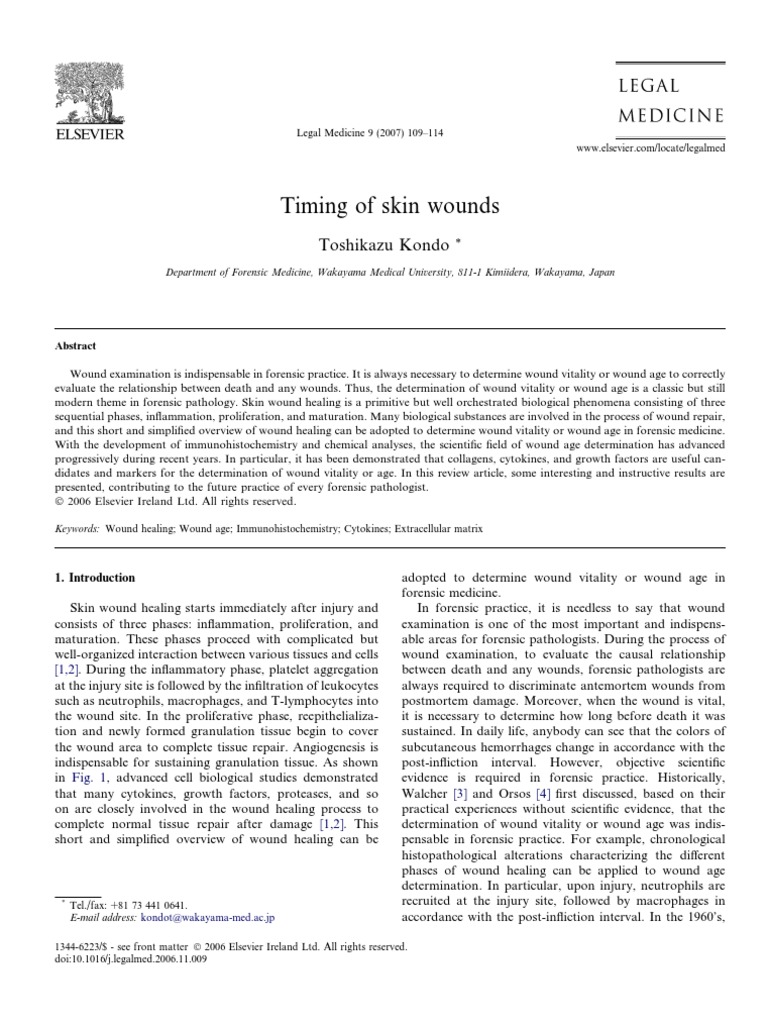 Timing of Skin Wounds | PDF | Wound Healing | Healing