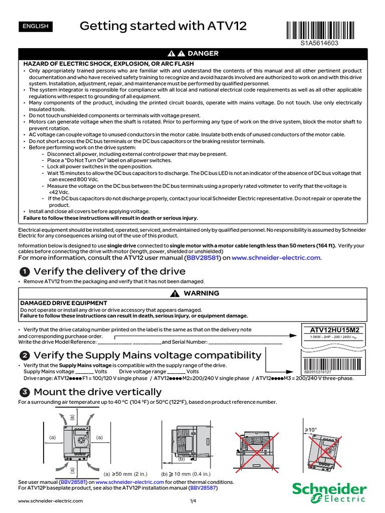Getting Started With ATV12: Verify The Delivery of The Drive | PDF ...
