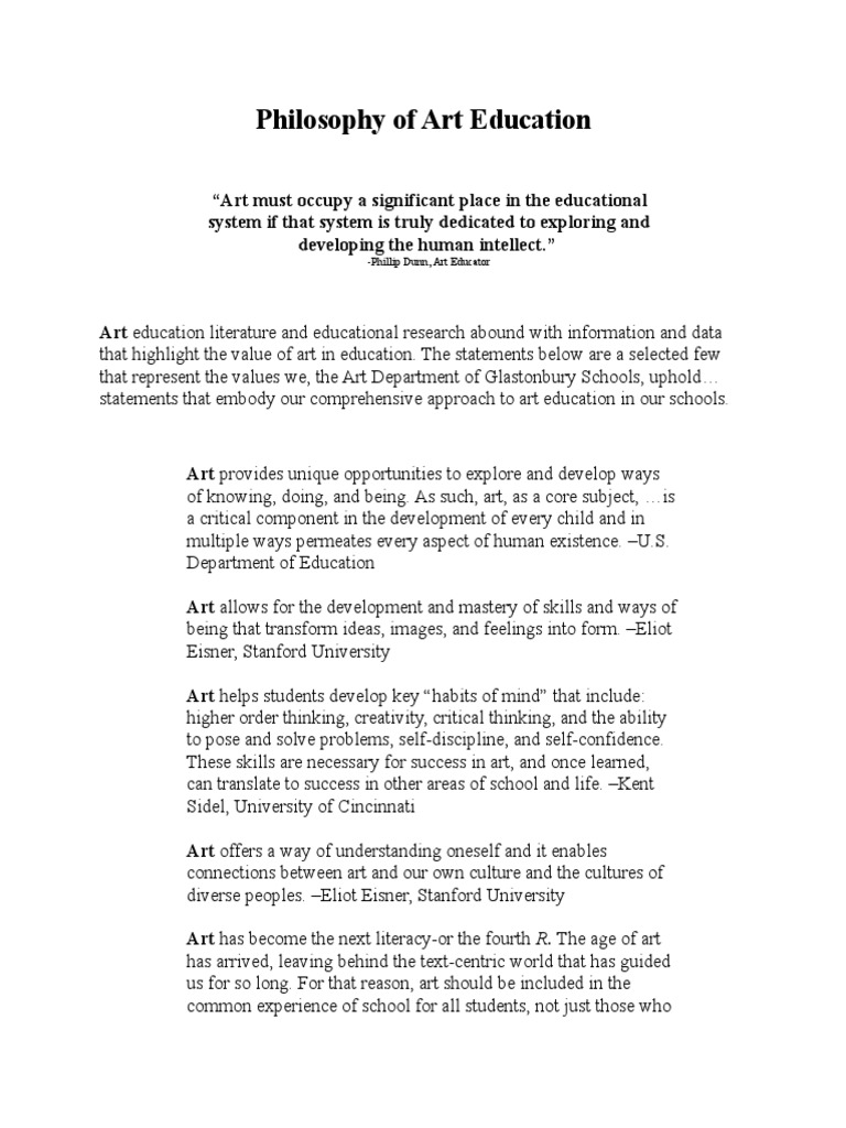 Philosophy of Art Education Explained | PDF | Humanities | Paintings