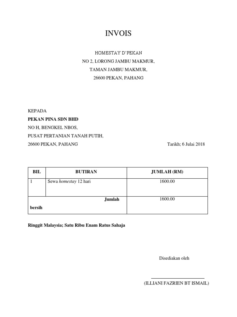 Invois Homestay | PDF