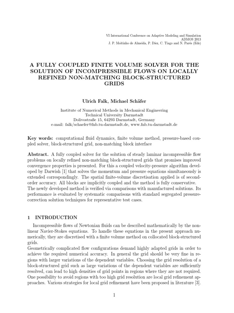 A Fully Coupled Finite Volume Solver For The Solution of Incompressible Flows On Locally Refined ...
