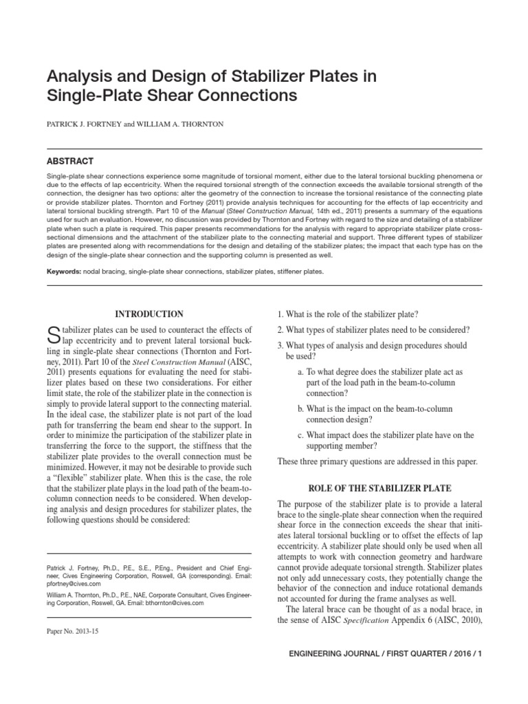 Analysis and Design of Stabilizer Plates in PDF | Download Free PDF ...