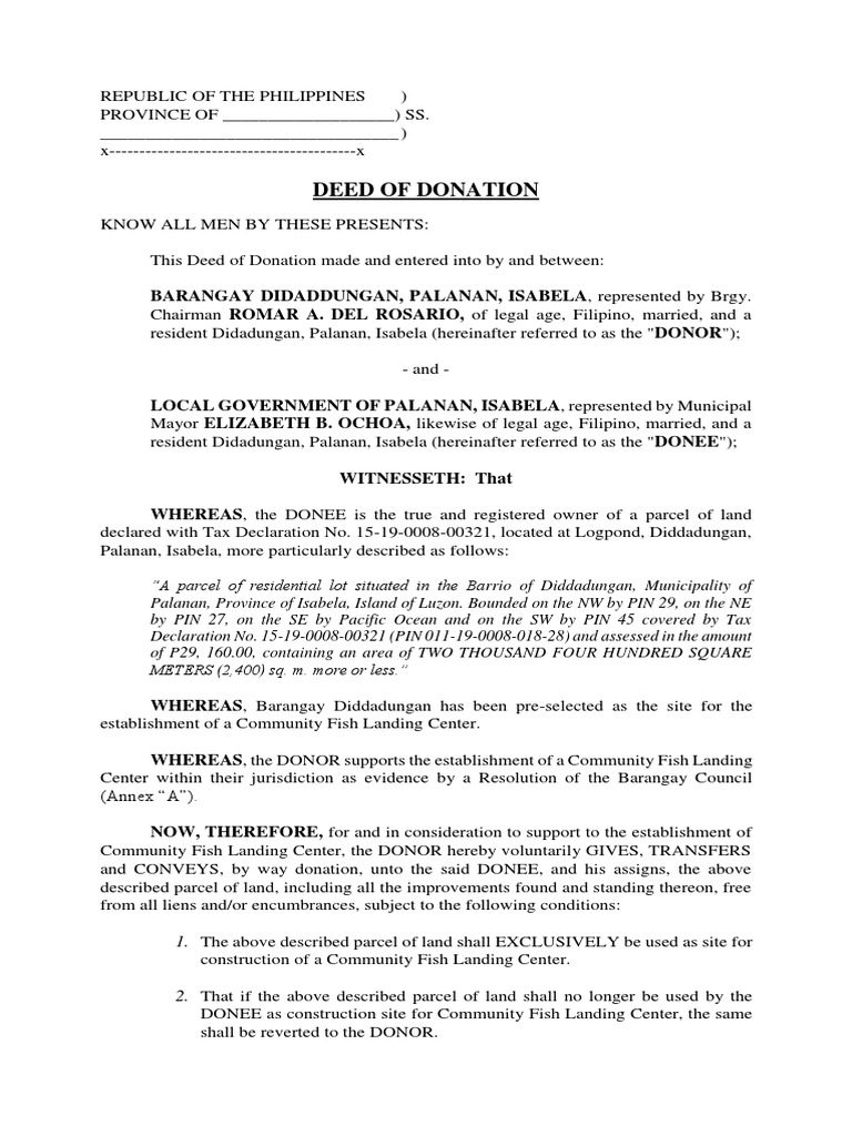 Deed of Donation | PDF | Property | Civil Law (Common Law)