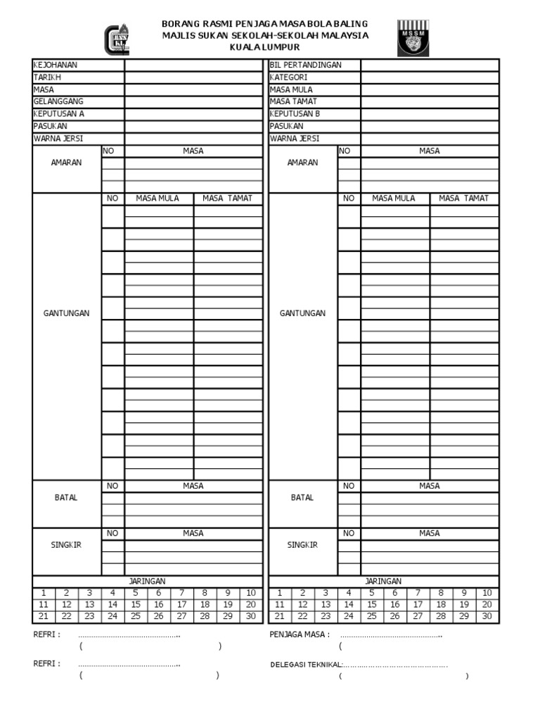 Score Sheet Bola Baling | PDF