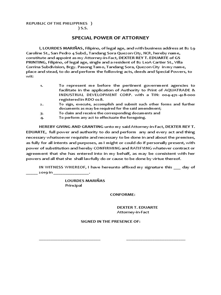 Spa GS Printing | PDF | Power Of Attorney | Document