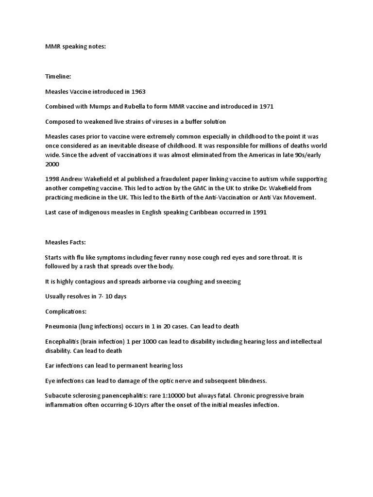 MMR Notes | PDF | Measles | Vaccination