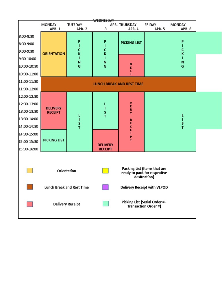Schedule Timetable | PDF | Receipt | Business Documents