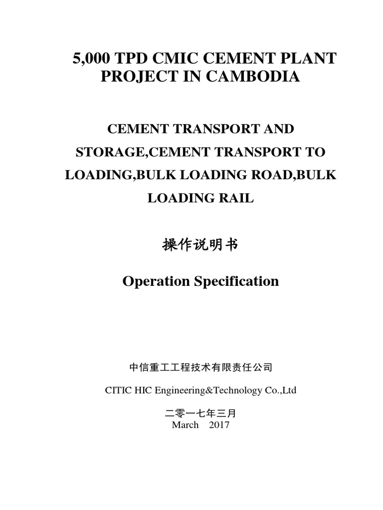 5,000 TPD Cmic Cement Plant Project in Cambodia | PDF | Valve | Bearing ...
