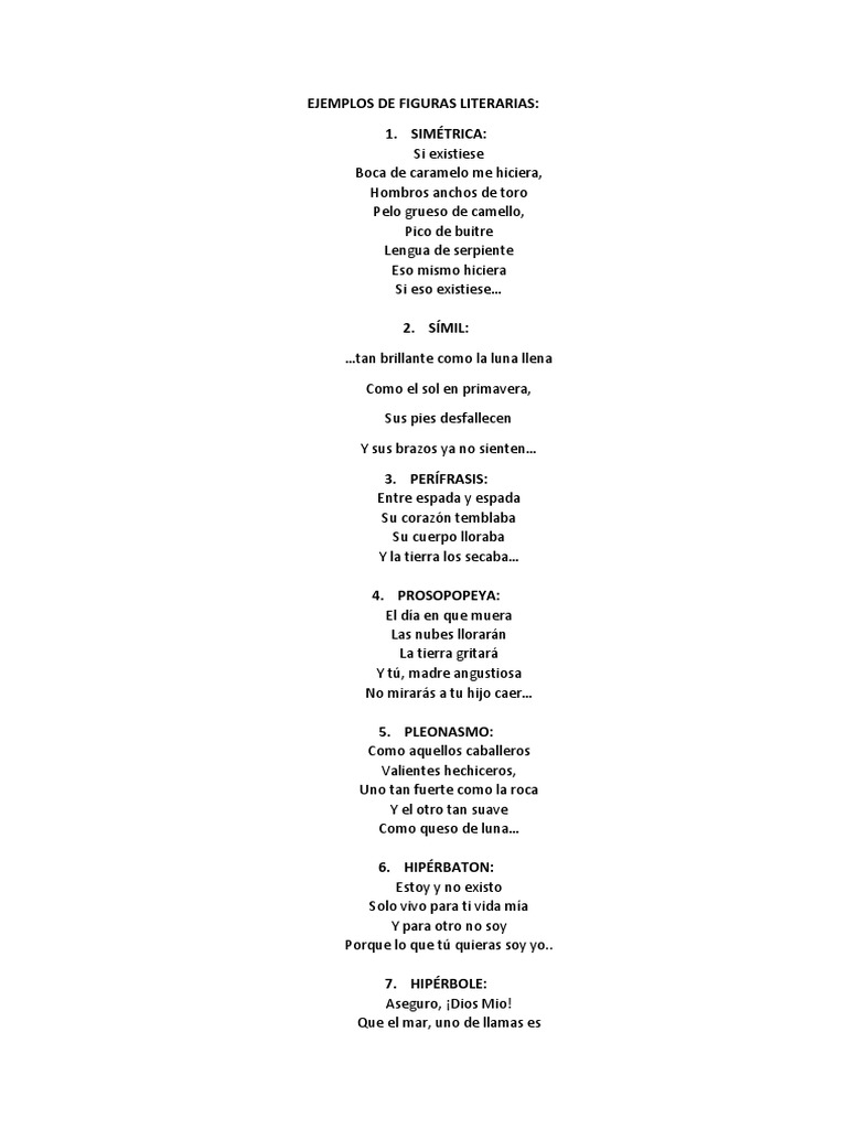 Ejemplos de Figuras Literarias | PDF