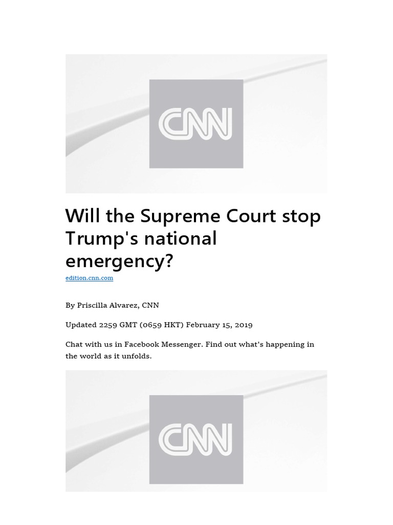 Will The Supreme Court Stop Trump's National Emergency? | PDF | Donald ...
