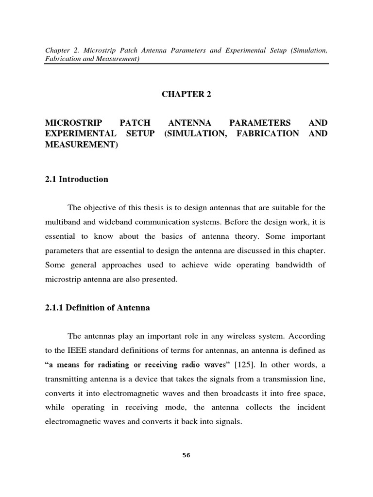 Microstrip Patch Antenna Parameters and Experimental Setup | PDF ...