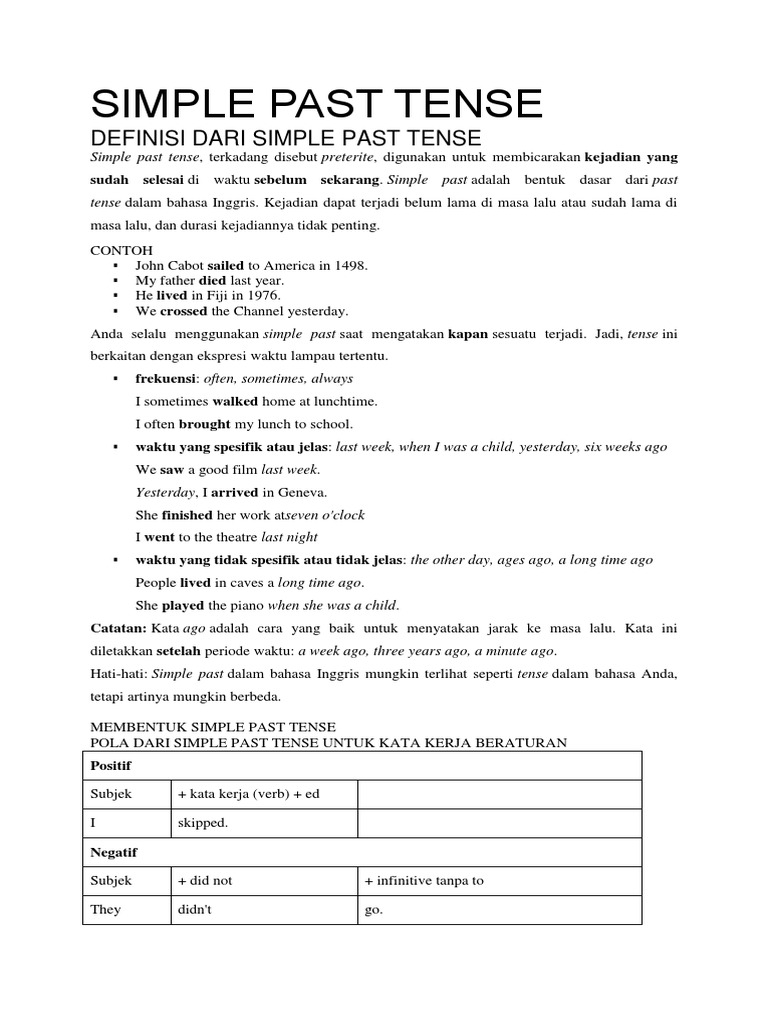 Simple Past Tense | PDF | Onomastics | Syntactic Relationships
