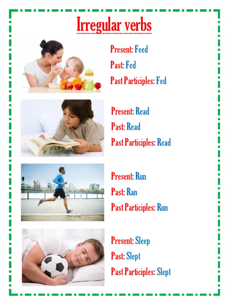 Irregular Verbs: Present: Past: Past Participles: Present: Past: Past ...