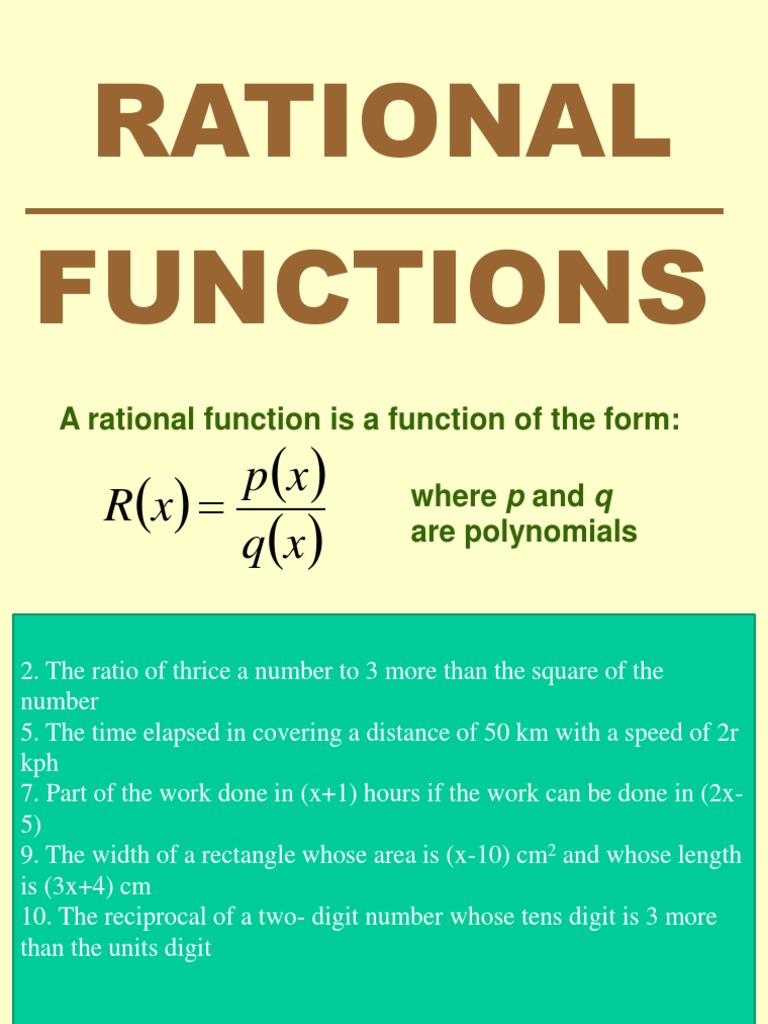 Rational Functions | PDF | Asymptote | Fraction (Mathematics)