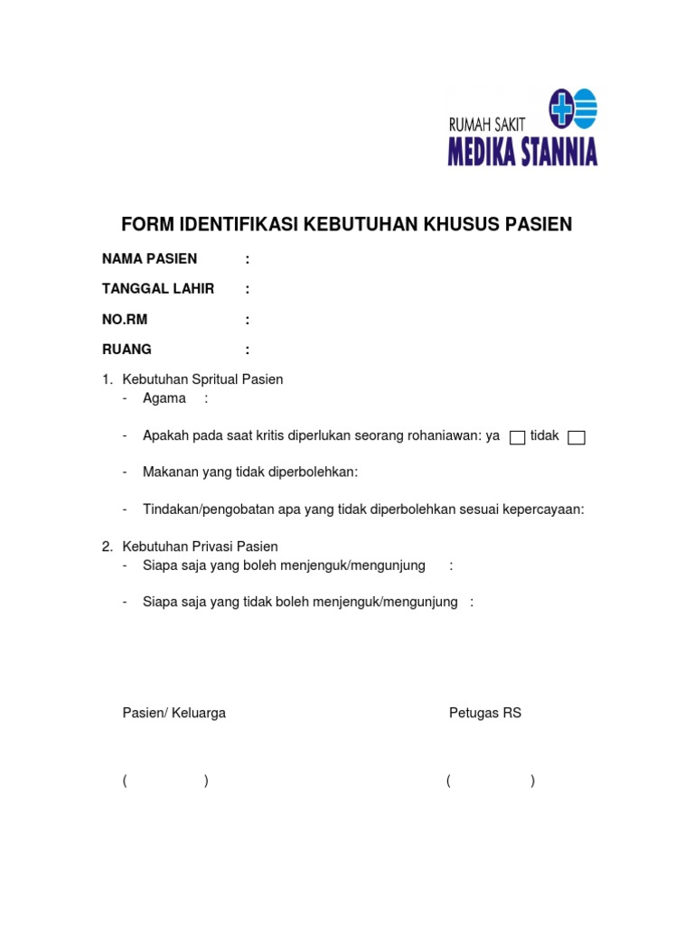 Formulir Identifikasi Kebutuhan Khusus | PDF