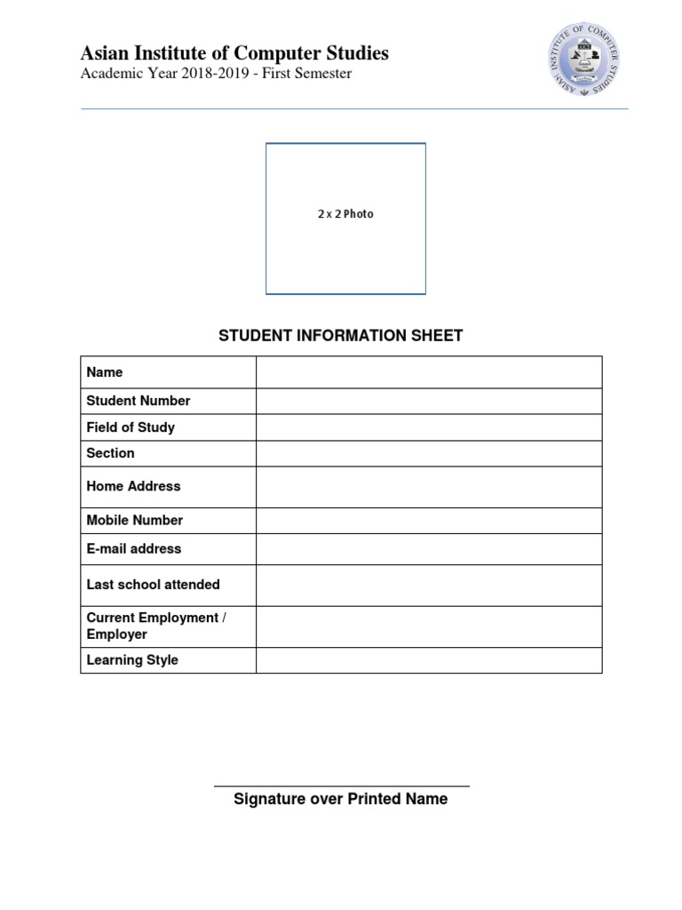 Student Information Sheet | PDF