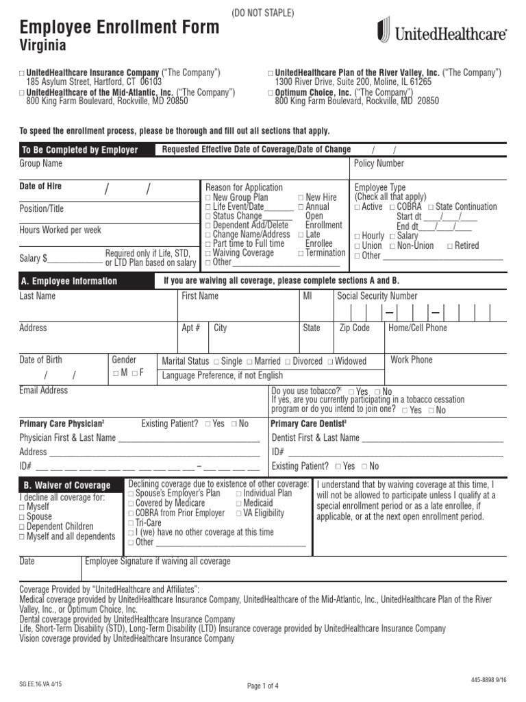 Employee Enrollment Form | PDF | Race And Ethnicity In The United ...