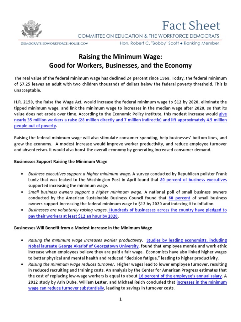 Raising The Minimum Wage: Good For Workers, Businesses, and The Economy ...