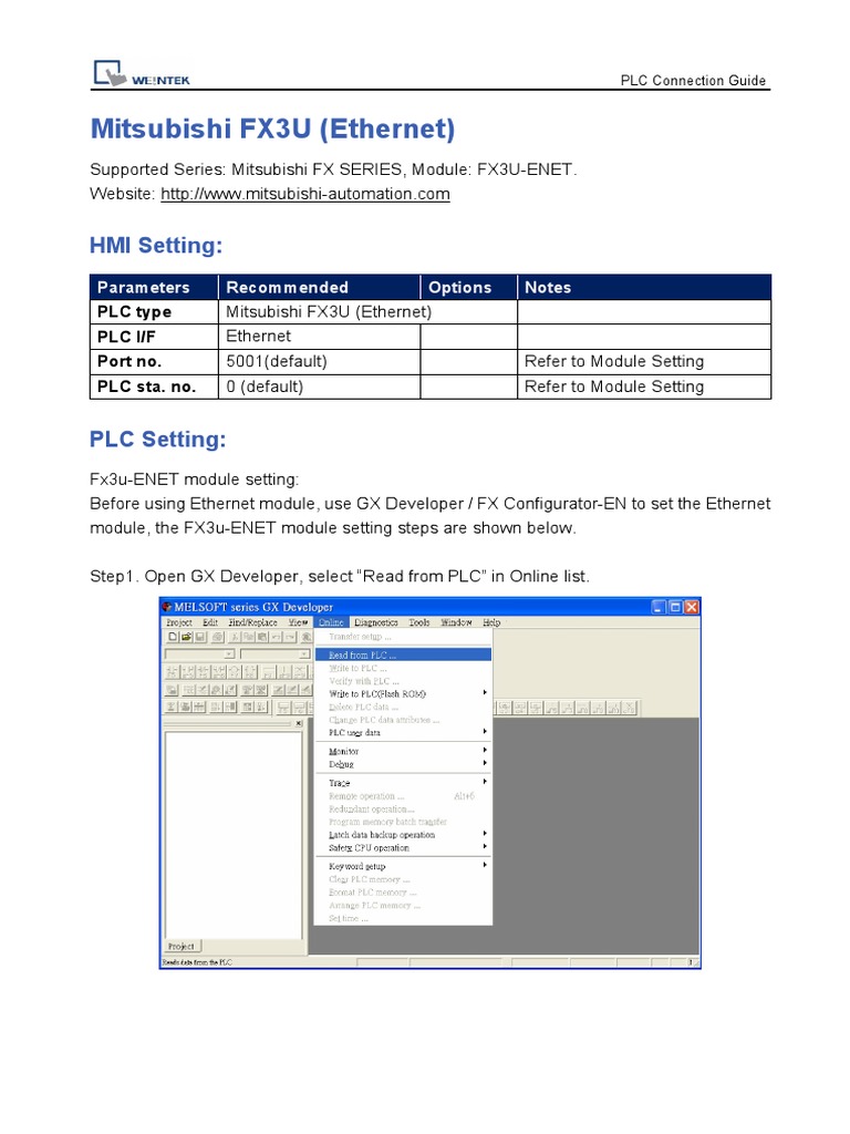 Mitsubishi FX3U Ethernet Setup | PDF | Programmable Logic Controller ...