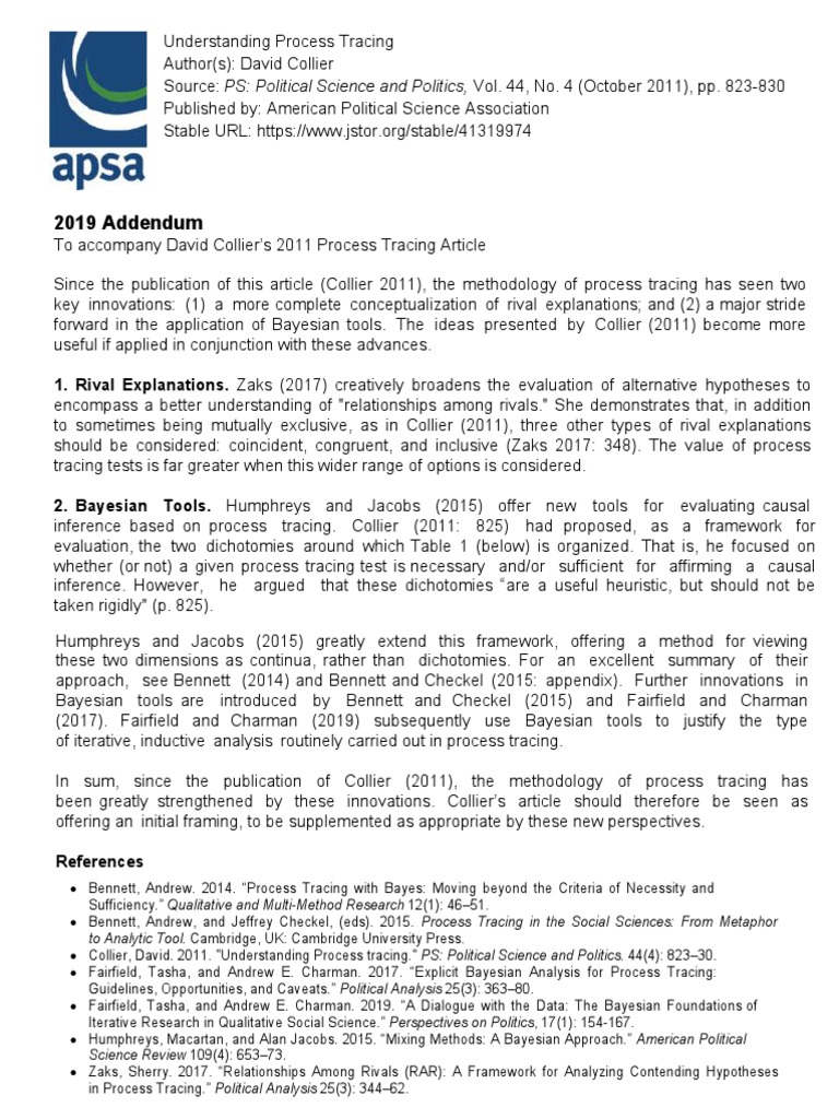 .COLLIER, David. Understanding Process Tracing PDF | PDF | Hypothesis ...