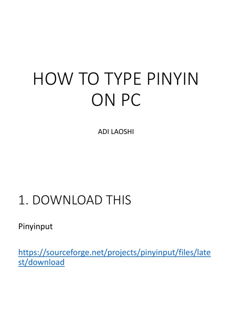 How To Type Pinyin On PC | PDF