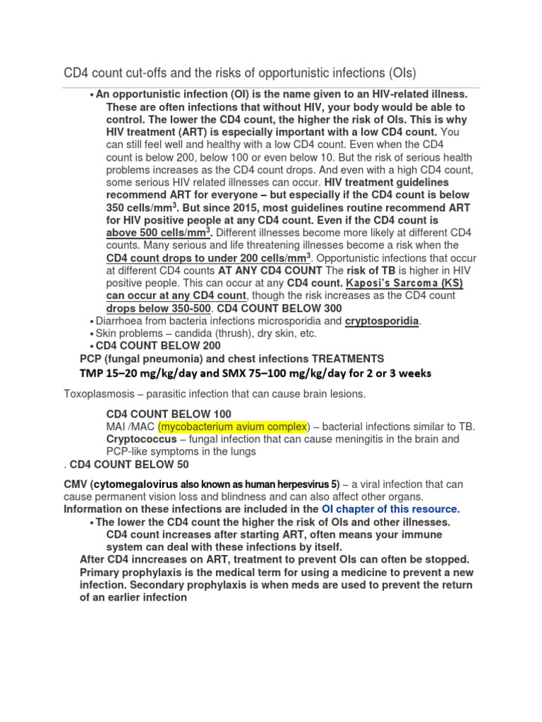 CD4 Count Cut | PDF | Cd4 | Infection