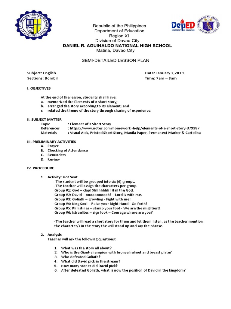 Elements of a Short Story Lesson Plan | PDF | Plot (Narrative)