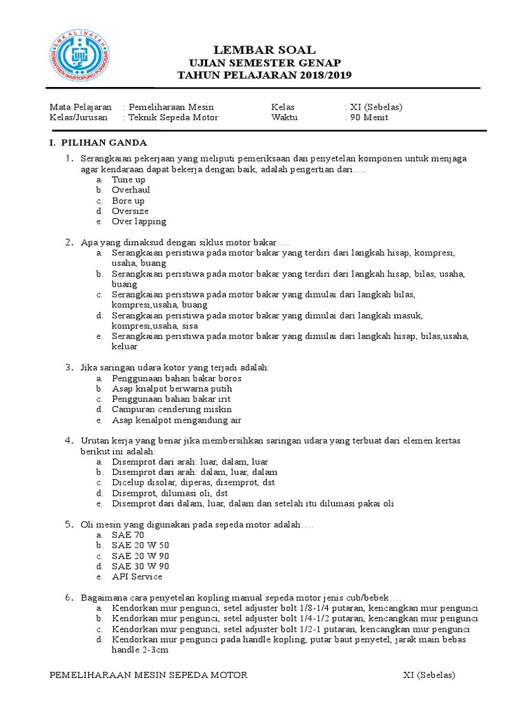 Soal Uas TSM 2019 | PDF