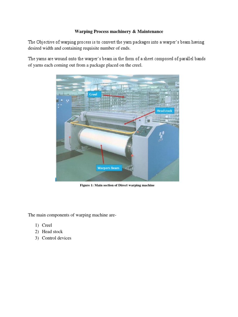 Direct and Indirect Warping Machin | PDF | Yarn | Machines