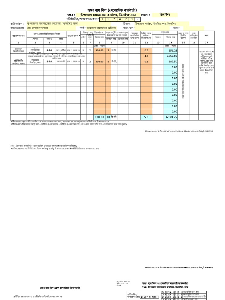 Gazzated Officer TA BILL Format (Protected) - Rubel | PDF
