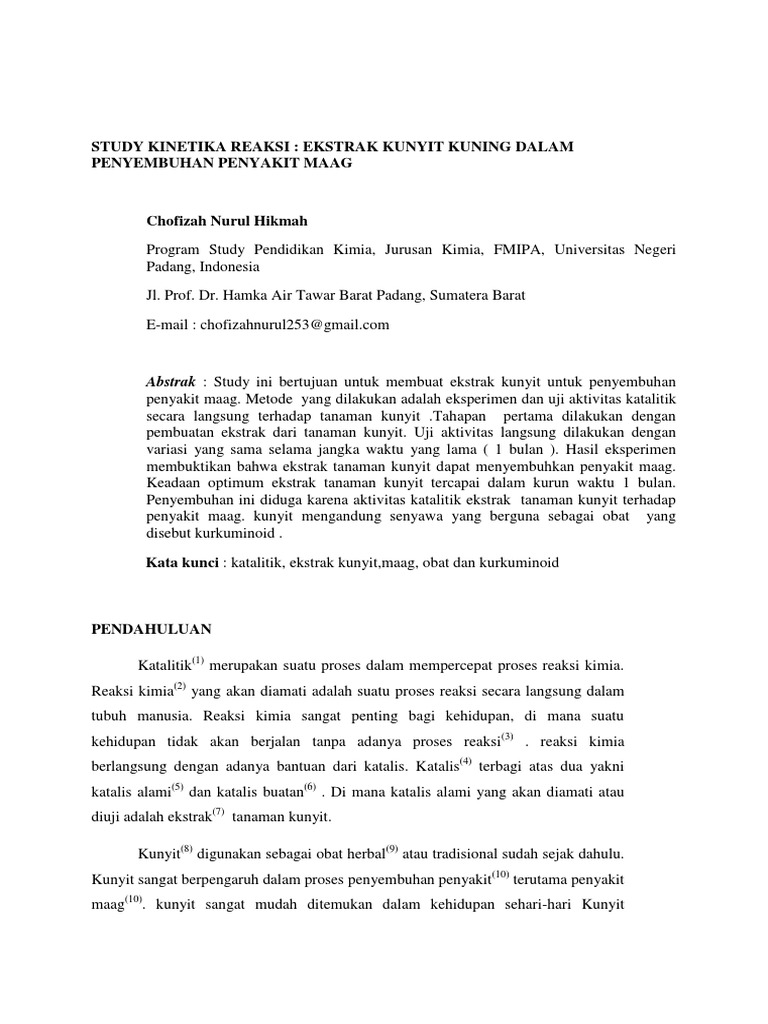 Jurnal KF Study Kinetika Reaksi (Chofizah Nuru-1 | PDF