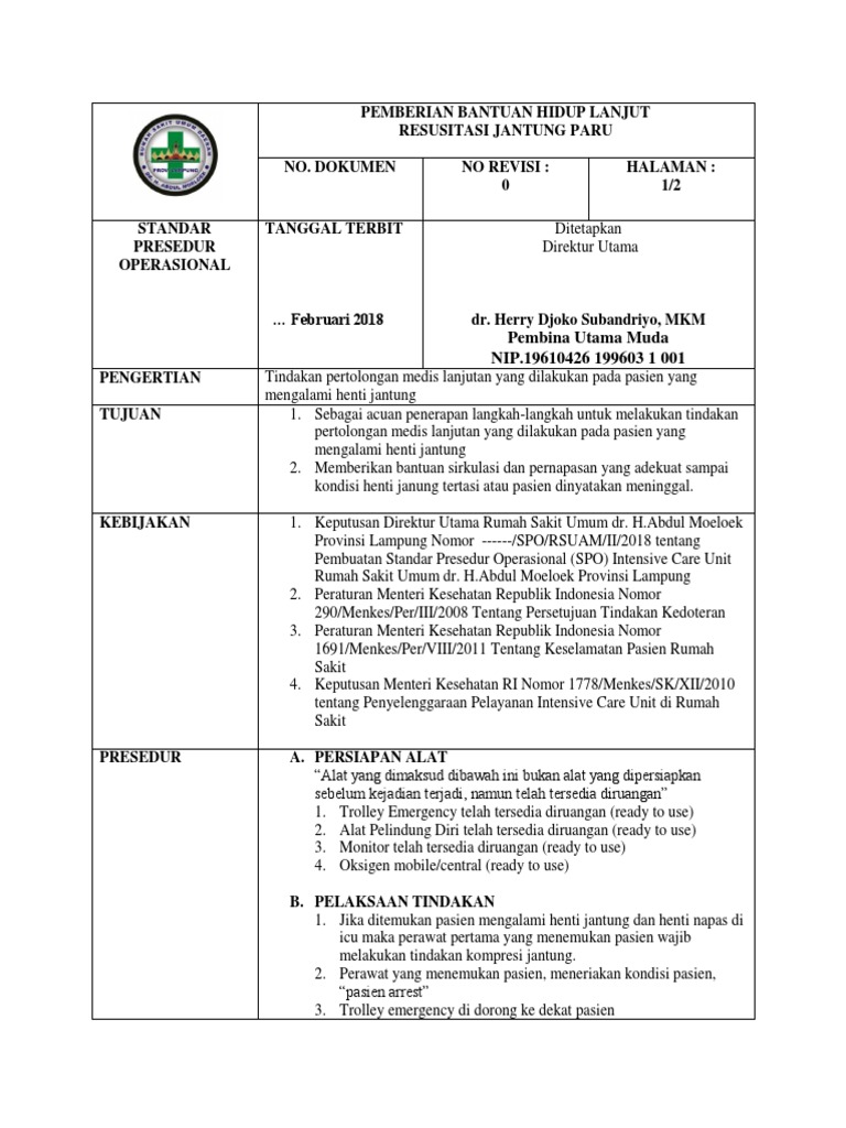 SPO Regulasi BHL Dan BHD | PDF