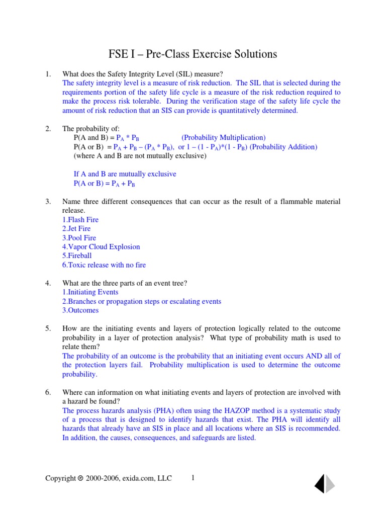 FSE 1 Rev 3.3 Exercise Solutions | PDF | Safety | Chemistry