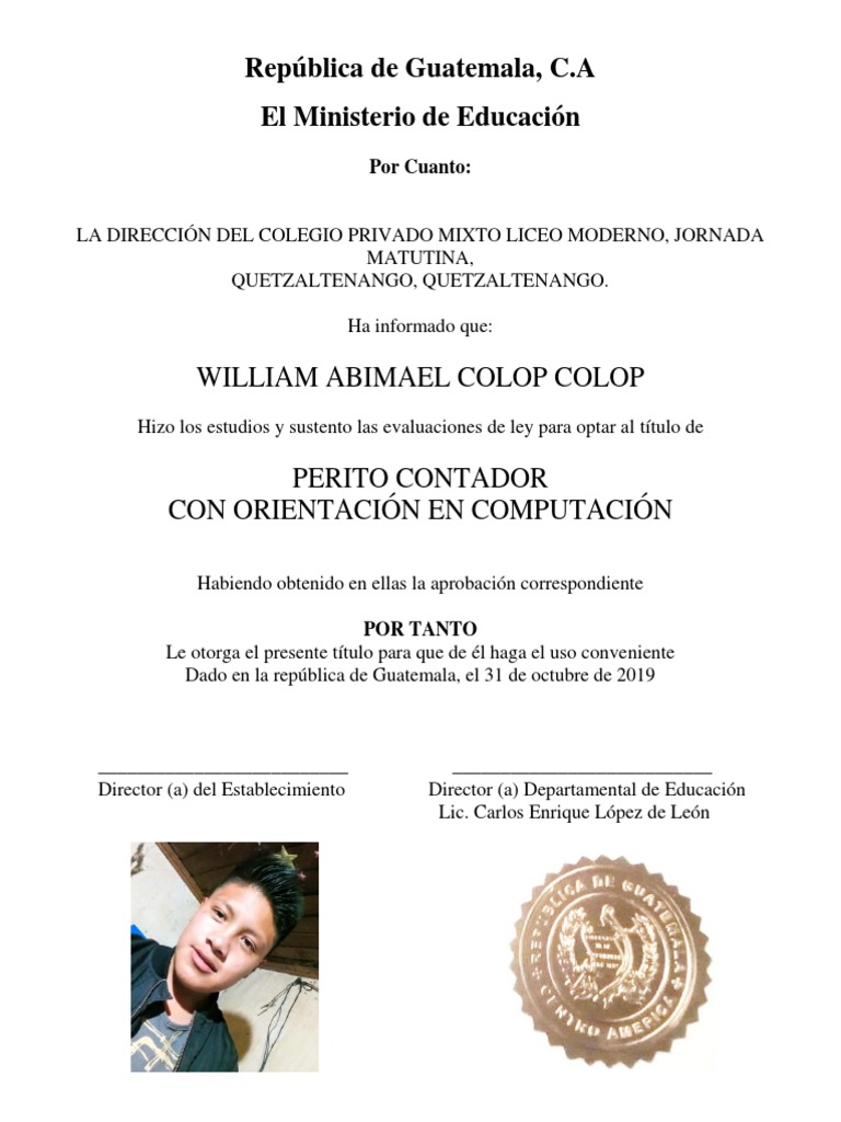 Título de Perito Contador en Guatemala | PDF