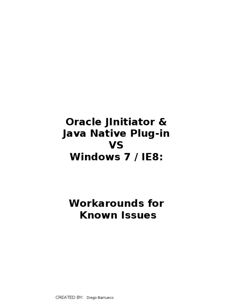 Oracle JInitiator Issues on Win7/IE8 | PDF | Java Virtual Machine | Internet Explorer