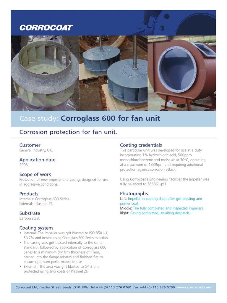 Corroglass 600 For Fan Unit: Case Study | PDF