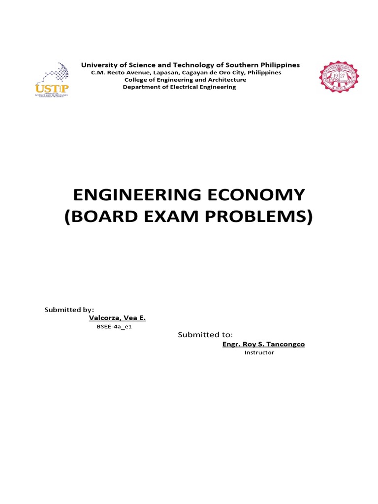 Engineering Economy (Board Exam Problems) : University of Science and ...