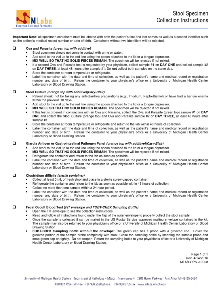 GL-Stool Collection Guidelines | PDF | Human Feces | Health Sciences