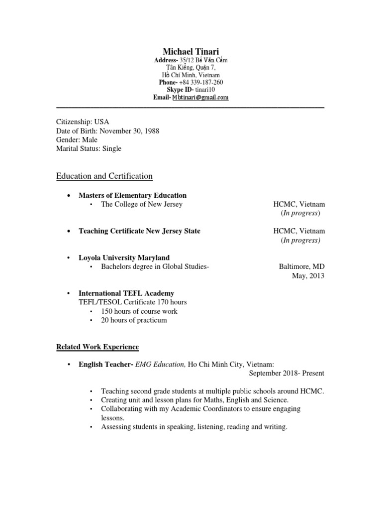 Teaching Resume | PDF | Primary Education | Lesson Plan