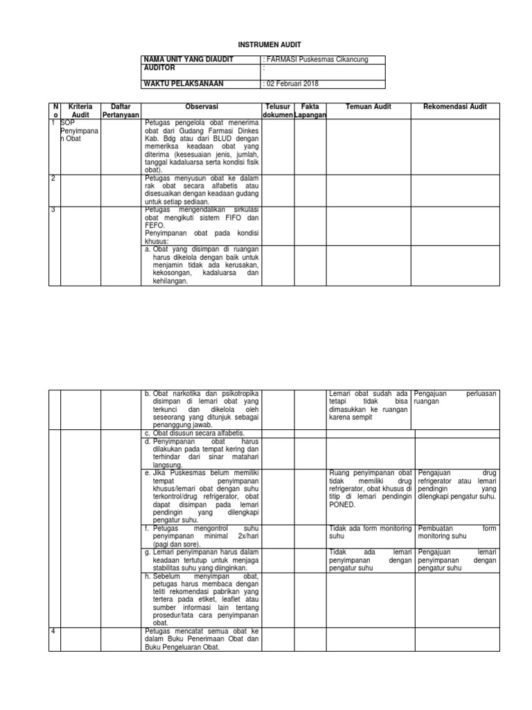 Laporan Audit Internal Farmasi Pdf