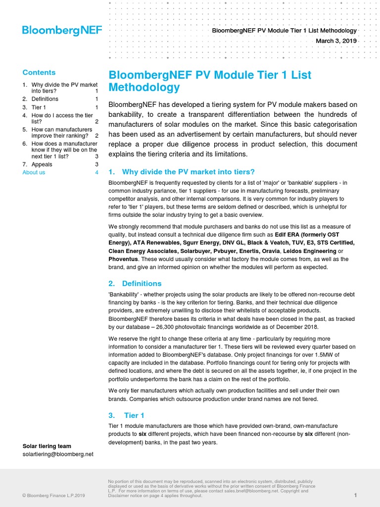 Tier 1 Bankable | PDF | Bloomberg L.P. | Limited Partnership
