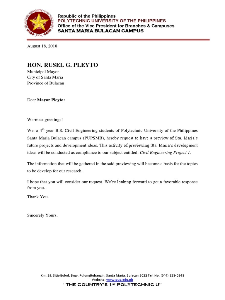 Request Letter For Mpdo | PDF
