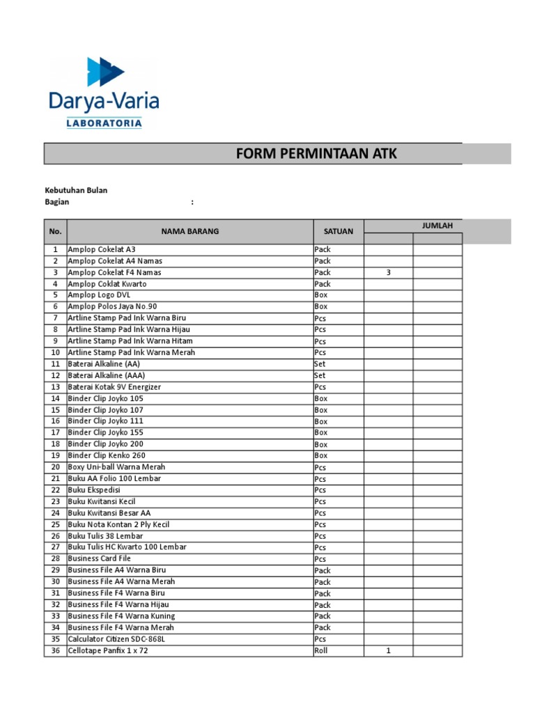 Form Permintaan ATK