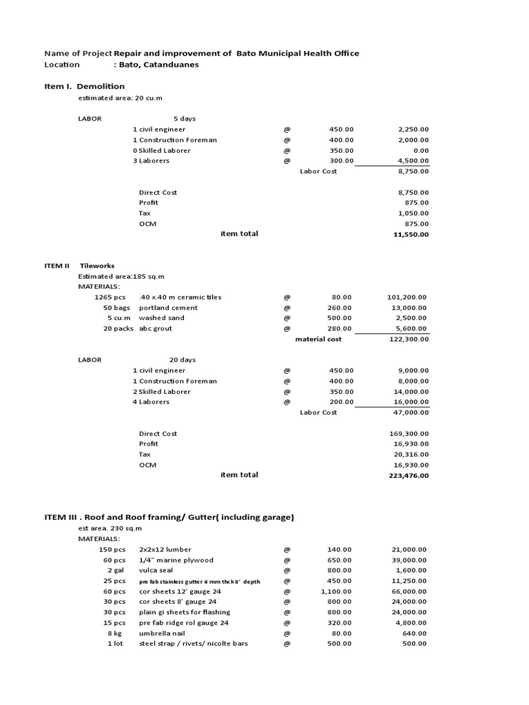 Bato Rhu Revised (FINAL) | PDF | Economic Sectors | Building Engineering